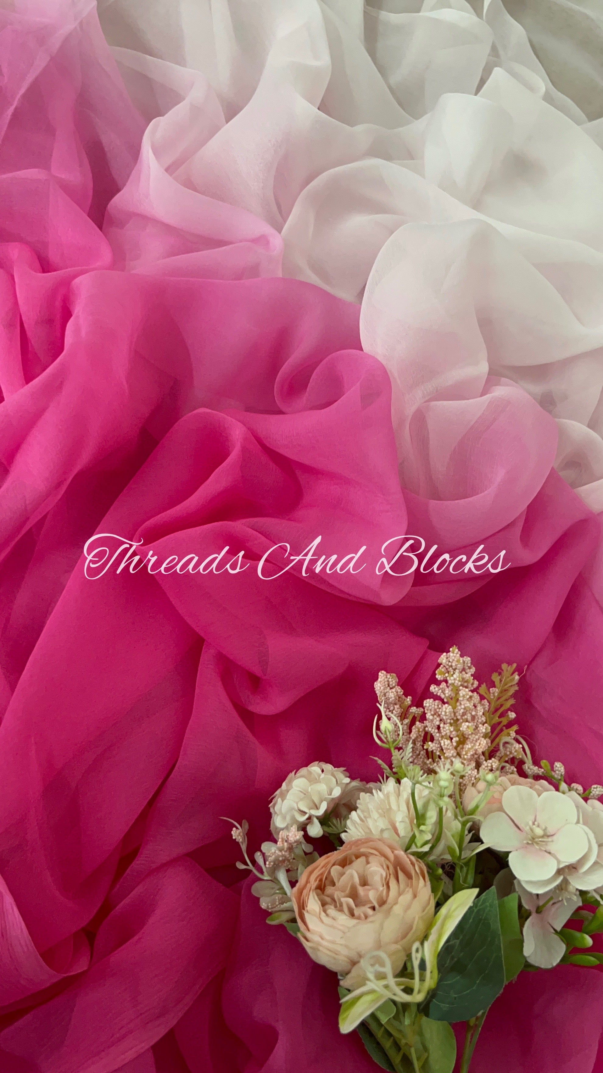 Ombré Pink Saree – Threads & Blocks