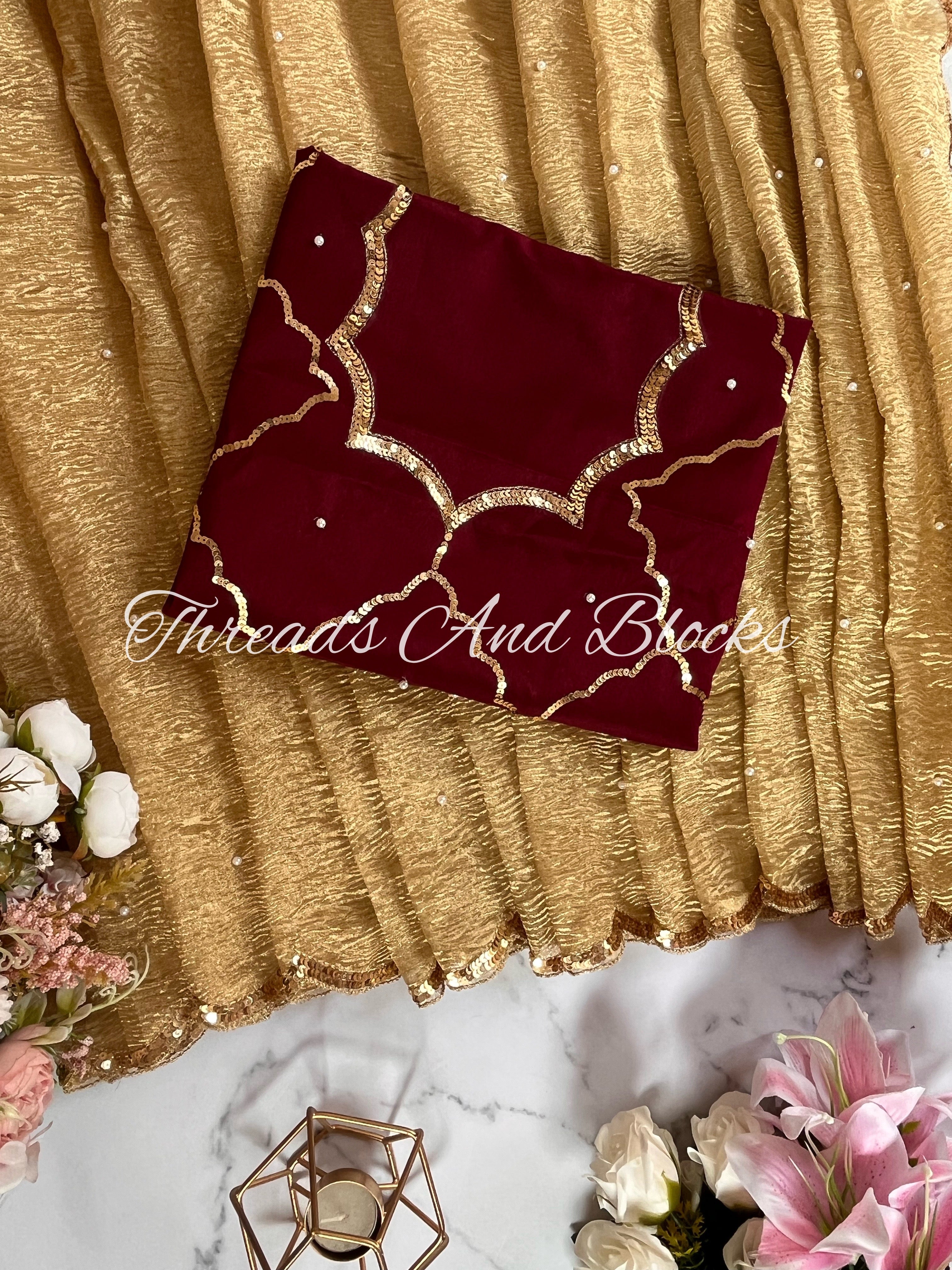 Golden Hour Crushed Tissue Saree – Threads & Blocks