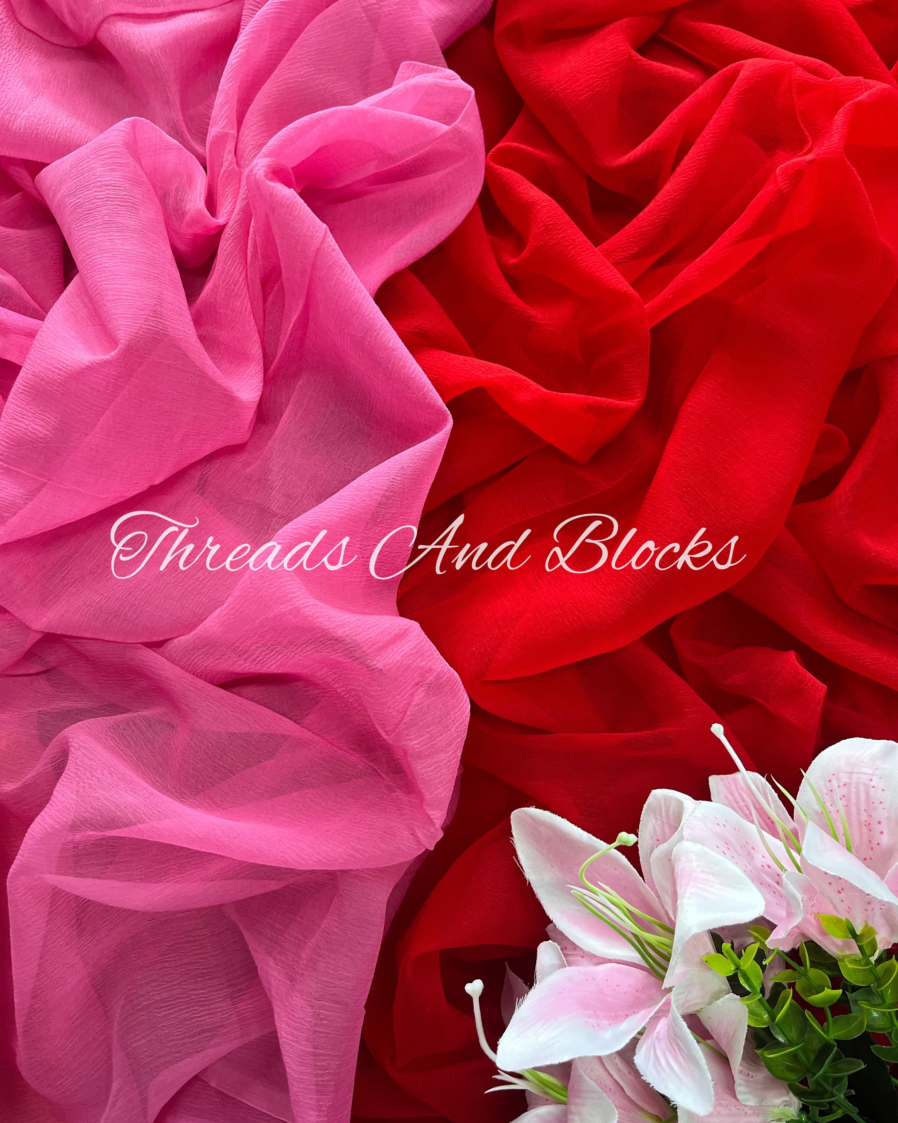 Rani Red Colourblock Saree – Threads & Blocks
