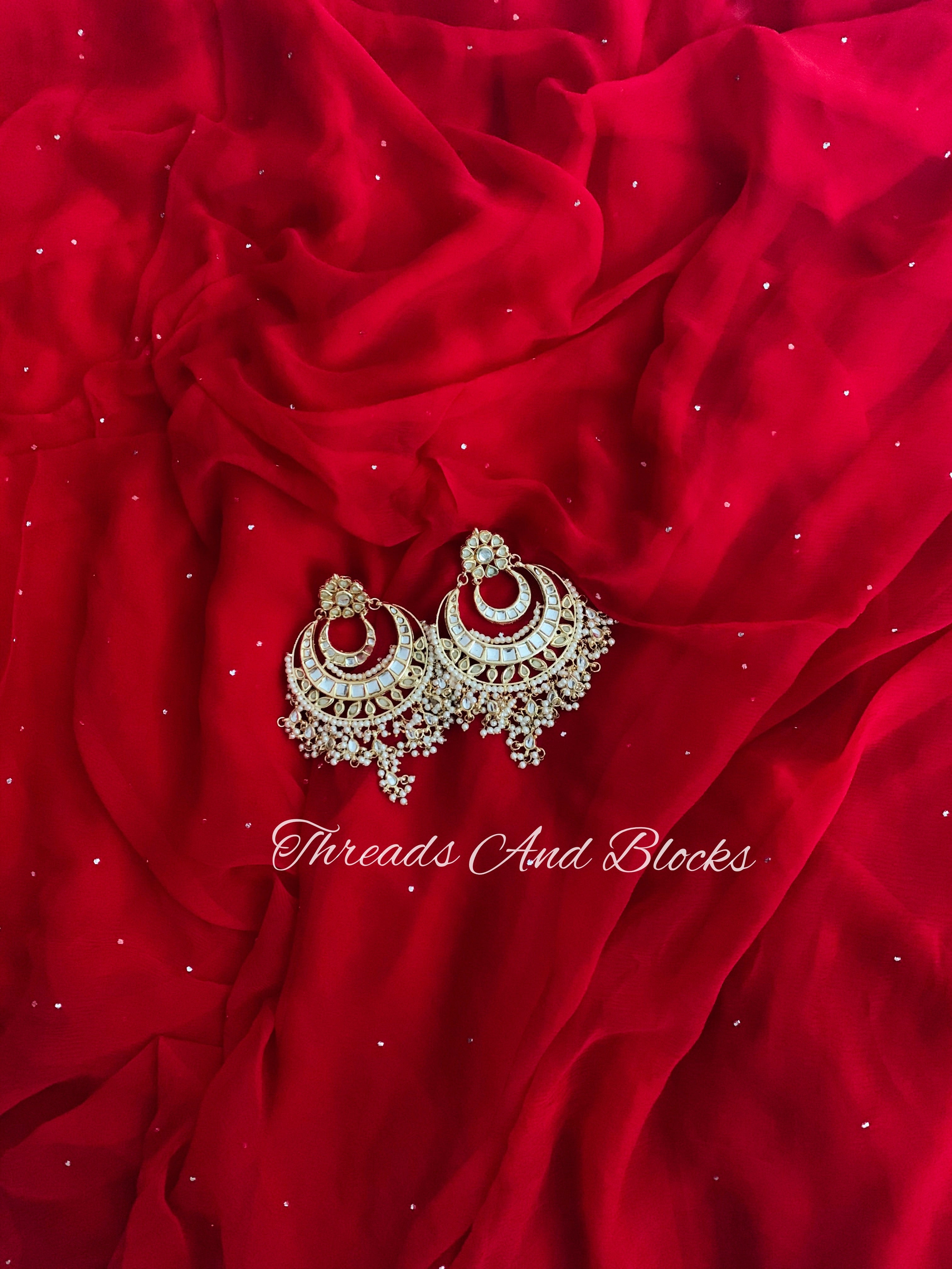 Red Mukaish Saree – Threads & Blocks
