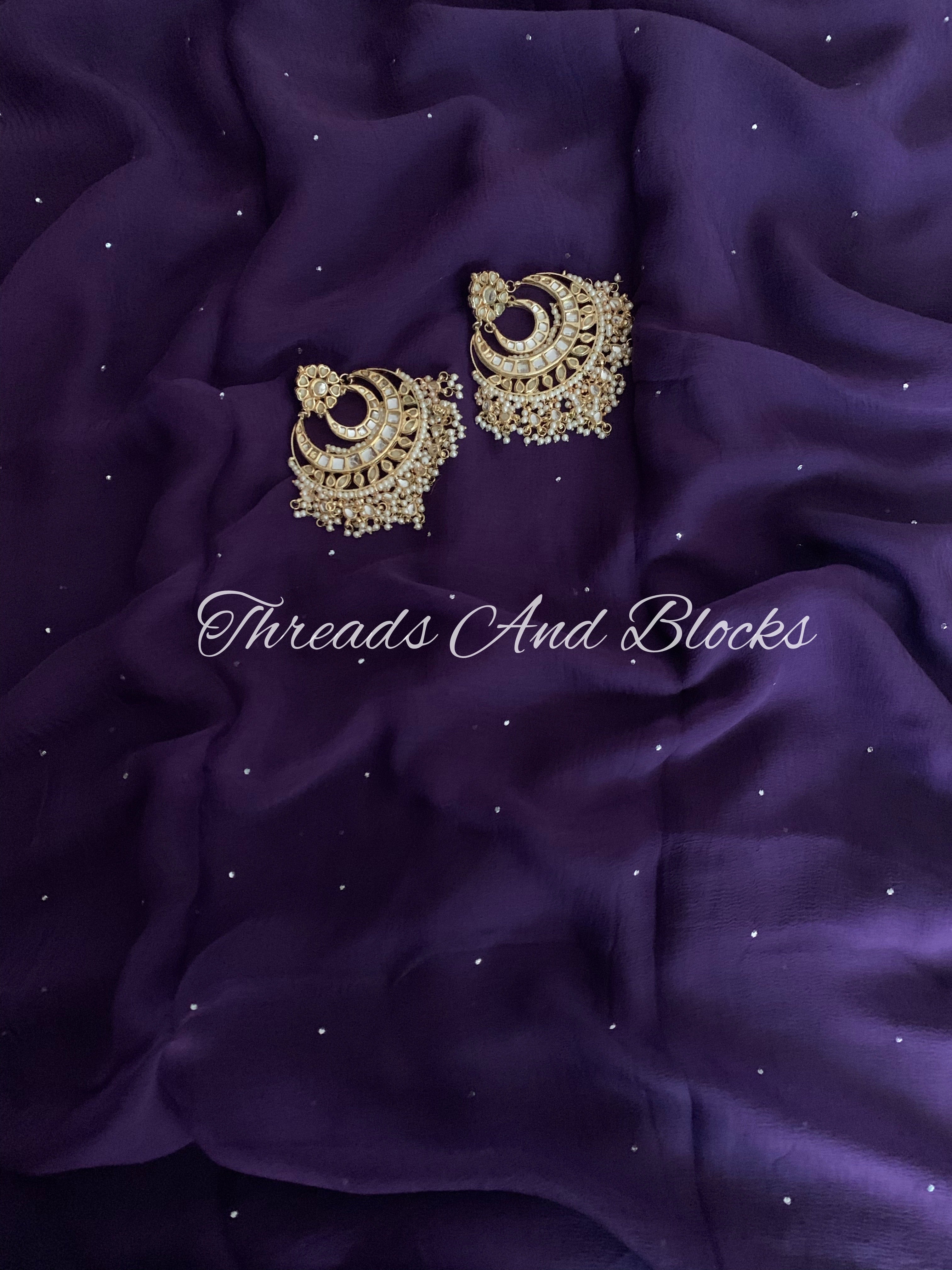 Purple Mukaish Saree – Threads & Blocks